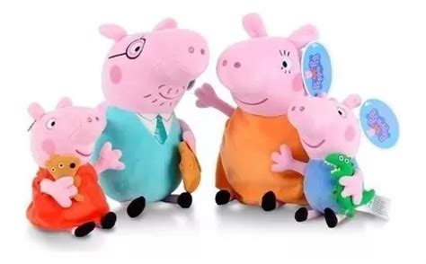 Kit 4 Bonecos Família Peppa Pig Completa Pelúcia Musical Parcelamento