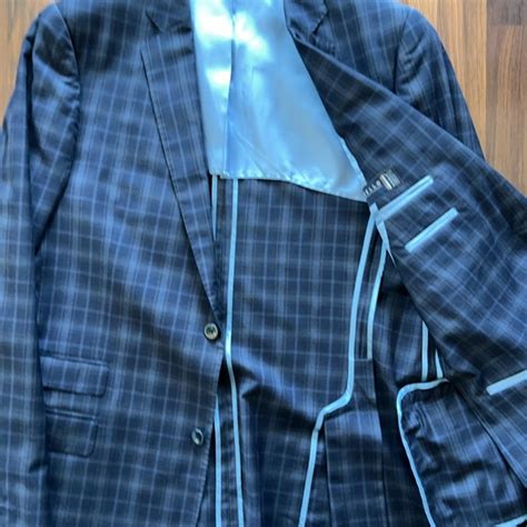 J Hilburn Suits Blazers Custom Jhilburn Suit In Navy Blue Plaid