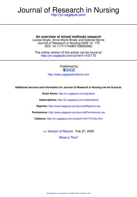 an overview of mixed method research pdf download available