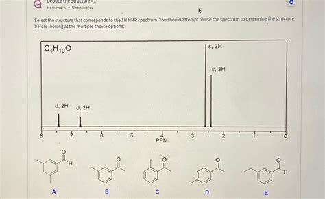Solved Select The Structure That Corresponds To The H Nmr Chegg