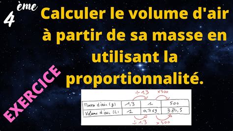 Calculer le volume d air à partir de sa masse en utilisant la