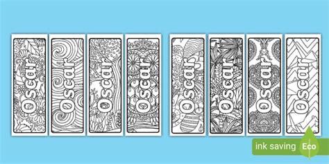 FREE Oscar Mindfulness Name Colouring Bookmarks Twinkl