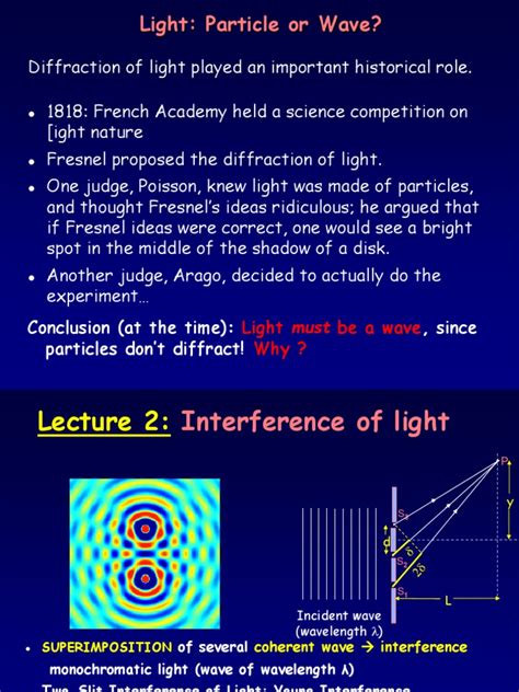 interference of light pdf diffraction wavelength
