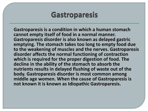 Ppt Gastroparesis Causes Symptoms Diagnosis And Treatment