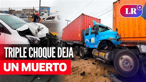TRIPLE CHOQUE EN VÍA EVITAMIENTO impacto entre dos tráilers y un auto