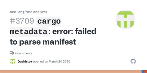 Cargo Metadata Error Failed To Parse Manifest Issue 3709 Rust