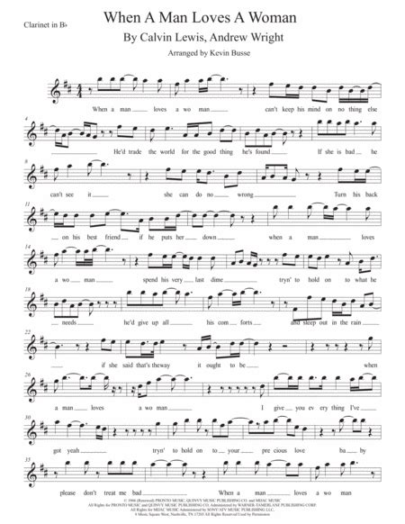 When A Man Loves A Woman Arr Kevin Busse Sheet Music Percy Sledge