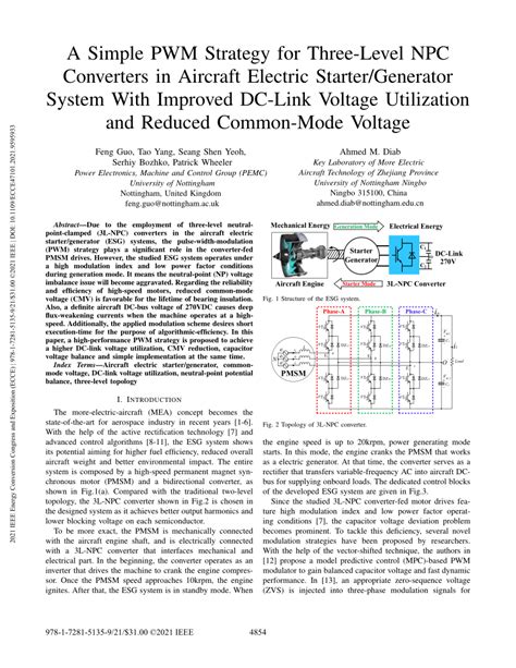 pdf a simple pwm strategy for three level npc converters in aircraft electric starter
