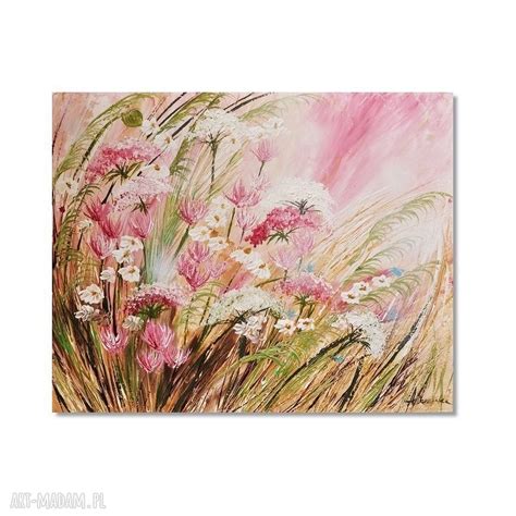 polne kwiaty łąka obraz ręcznie malowany 8 ღ art Madam pl