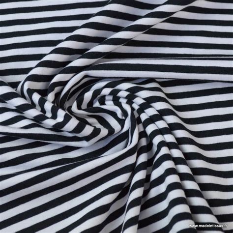 Tissu jersey à rayures noir et blanc Oeko tex au mètre