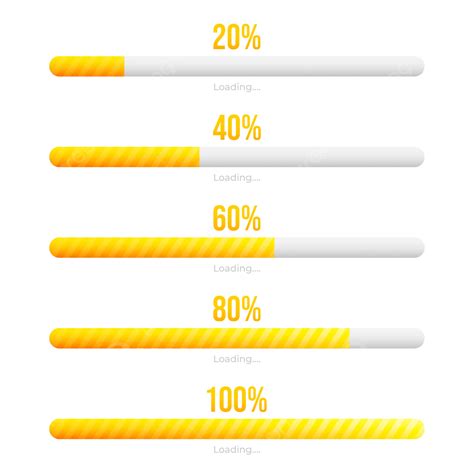 Set Of Loading Progress Bar In Yellow Gradation Color Vector Loading