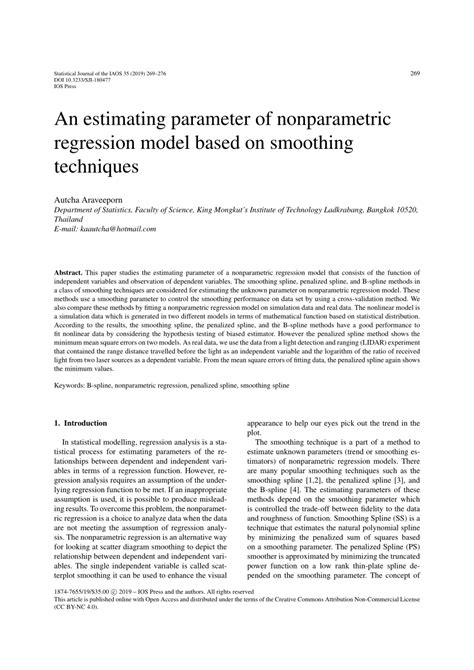 pdf an estimating parameter of nonparametric regression model based on smoothing techniques
