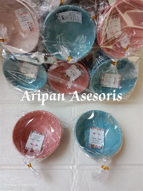 Souvenir Mangkok Isi 50 Mangkok Bulat Warna Soft Kemas Plastik Dan