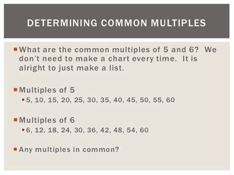 common multiples and common factors