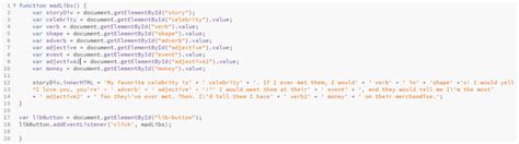 create a mad libs use javascript to create a mad