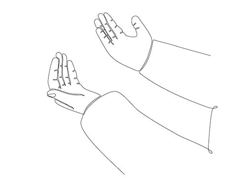 Dibujo de línea continua de manos de oración palmas juntas vector