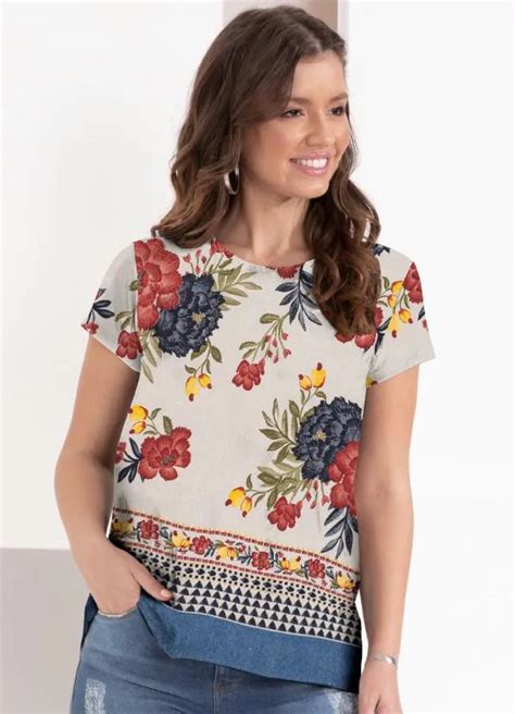Blusa Floral Étnico Alongada Quintess