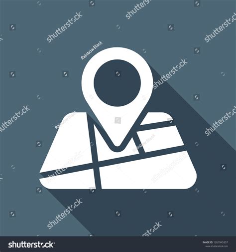 Map With Pin Geo Locate Pointer Icon White Royalty Free Stock