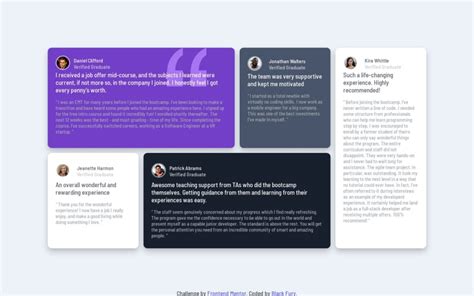 frontend mentor build a testimonial grid section using html css flexbox css grid coding