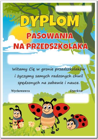 Dyplom Pasowania Na Przedszkolaka Biedronki SzkolneNaklejki Pl