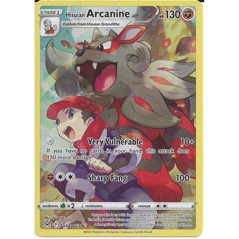 Pokemon Trading Card Game TG08 TG30 Hisuian Arcanine Rare Holo Card