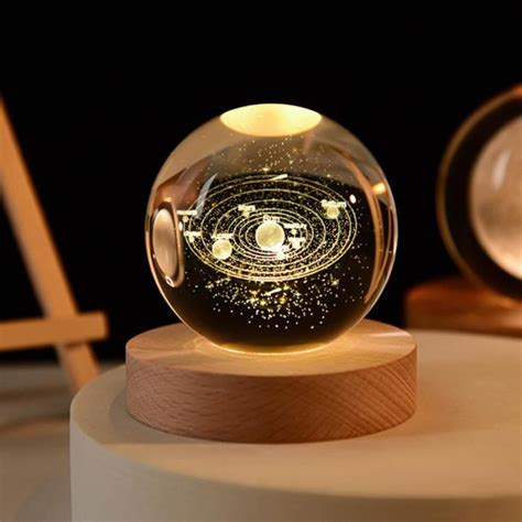 Veilleuse Boule de Cristal OEMG 3D Lumière Chaude LED en Verre avec