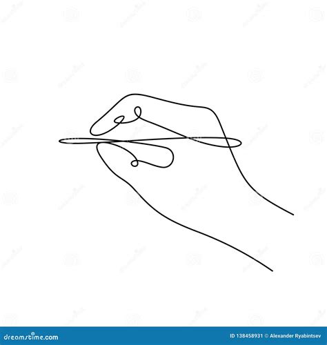 Mano Che Scrive Linea Continua Illustrazione Di Vettore Illustrazione