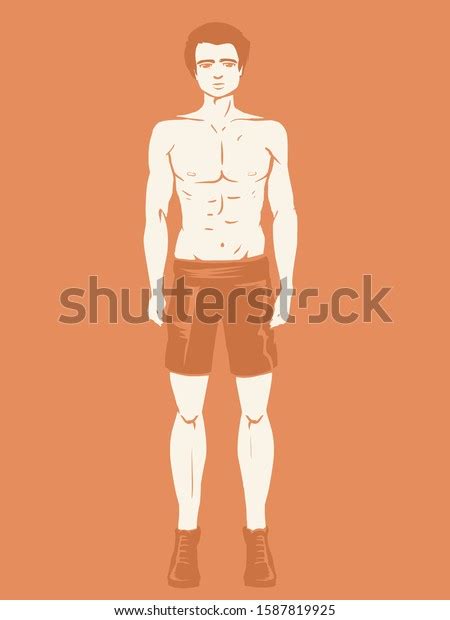 Illustration Muscular Half Naked Model Man Stock Vector Royalty Free