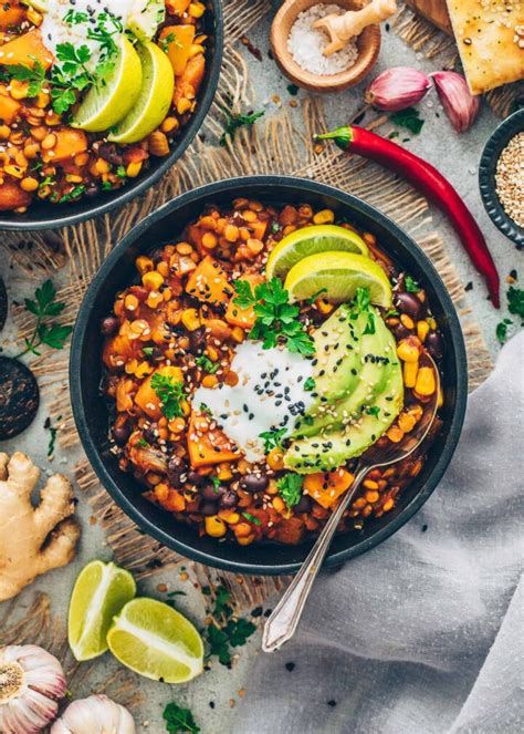 Kürbis Chili mit Linsen und Bohnen Vegan Bianca Zapatka Rezepte
