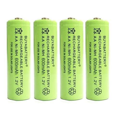 Rechargeable AA Solar Light Batteries 1 2V 600mAh NiMH Pack Of 4