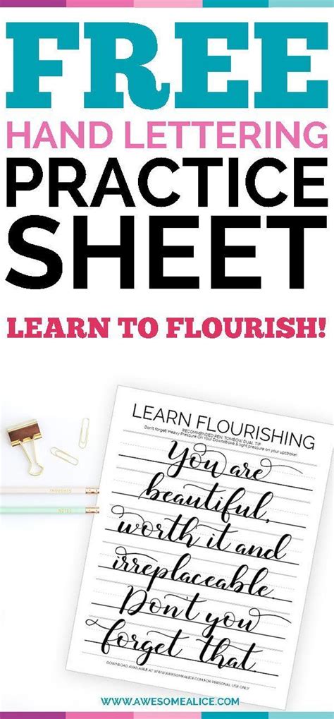 How To Do Hand Lettering Flourishes Free Practice Sheet Lettering