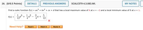 solved find a cubic function f x ax3 bx2 cx d that has a