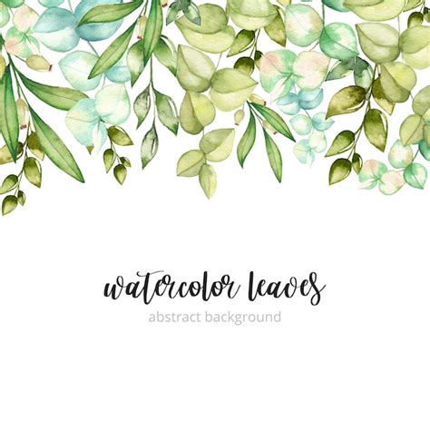 Fondo De Hojas De Acuarela Verde Vector Premium
