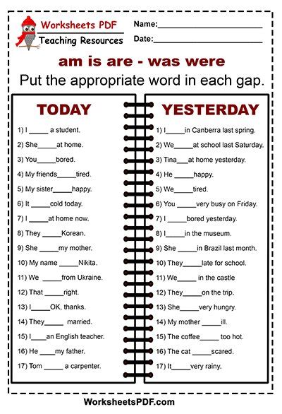 Is Am Are Was Were Worksheet For Class 2