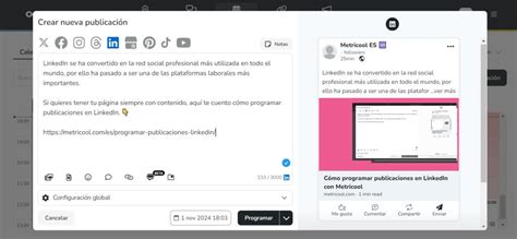 Cómo programar publicaciones en LinkedIn con Metricool