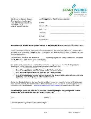 Ausfüllbar Online Auftrag fr einen Energieausweis Fax Email Drucken