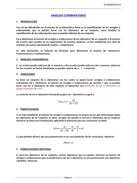 análisis combinatorio pdf pdf conjunto matemáticas permutación