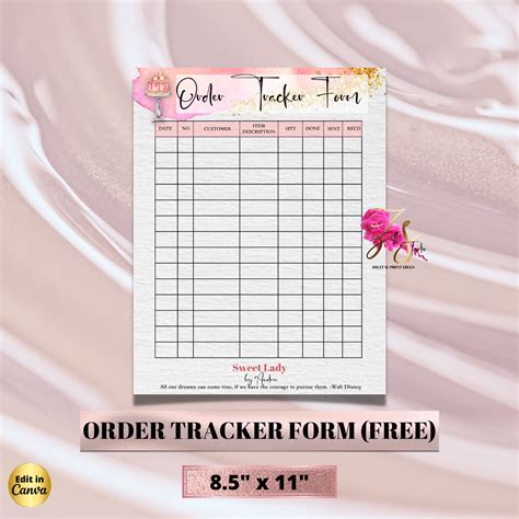Cake Invoice Template Editable Custom Order Form Printable For Small