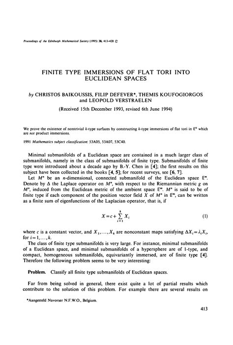 pdf finite type immersions of flat tori into euclidean spaces