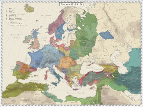 Europe 1210 AD Map Europe Map Historical Maps