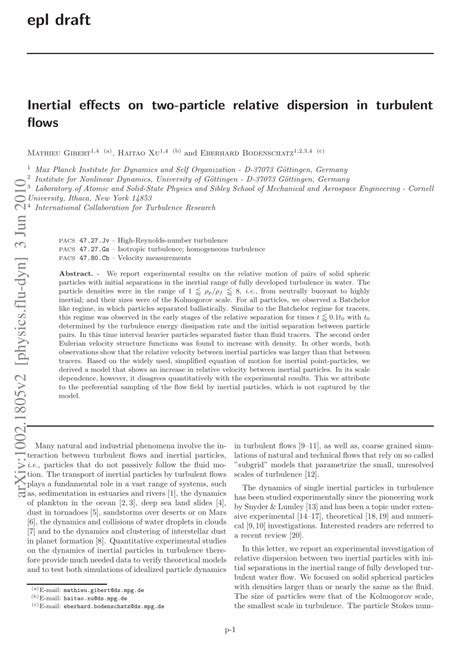 pdf inertial effects on two particle relative dispersion in turbulent flows