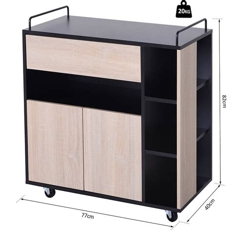 Homcom Chariot De Service Desserte De Cuisine Roulettes Multi