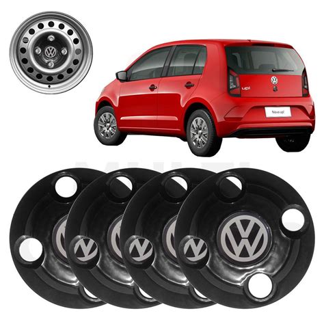 4X Calota Centro Roda Ferro Vw Up Preto Emblema Submarino