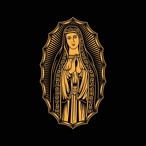 Virgin Mary Vector Graphic On Black 5559195 Vector Art At Vecteezy
