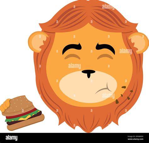 ilustración vectorial cara de una caricatura de león comiendo una