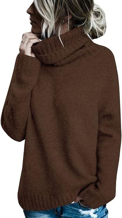 FISACE Womens Oversized Turtleneck Pullover Sweater Cable Knit Long