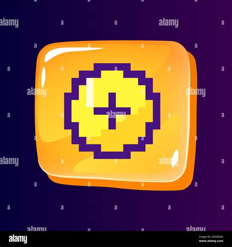 Plus Sign Glossy Ui Button With Pixelated Color Icon Stock Vector Image