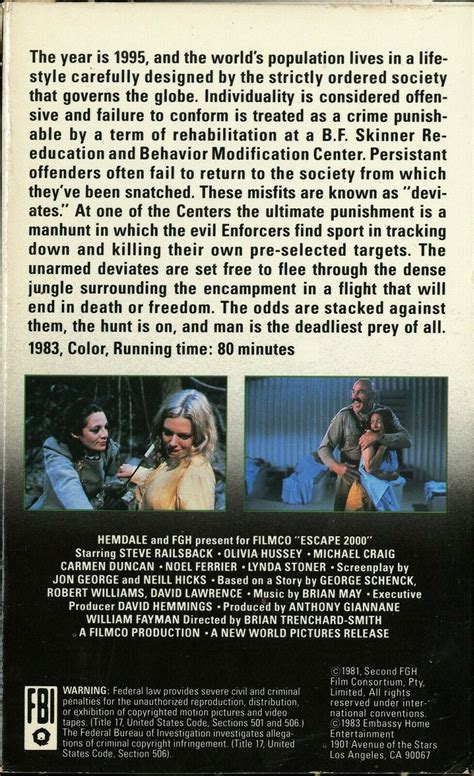 ESCAPE 2000 AKA TURKEY SHOOT BETA OLIVIA HUSSEY EMBASSY VIDEO TESTED