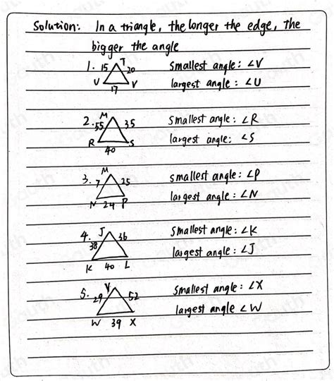 solved ii using the given name the smallest and the largest angles of each triangle 1 ln