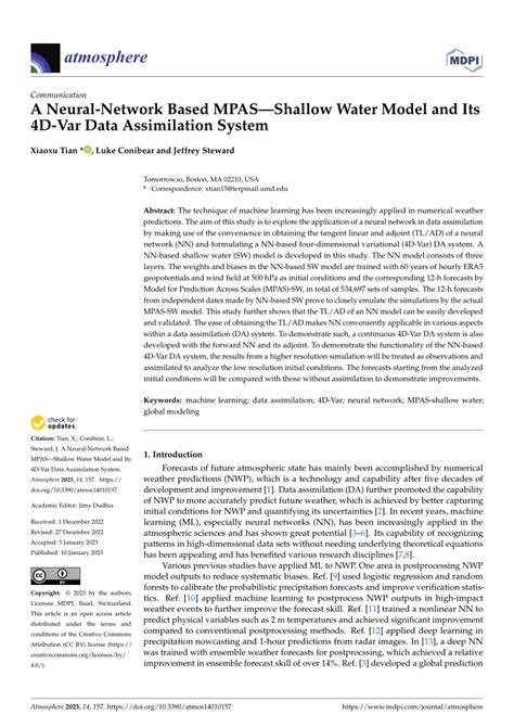 pdf a neural network based mpas shallow water model and its 4d var data assimilation system